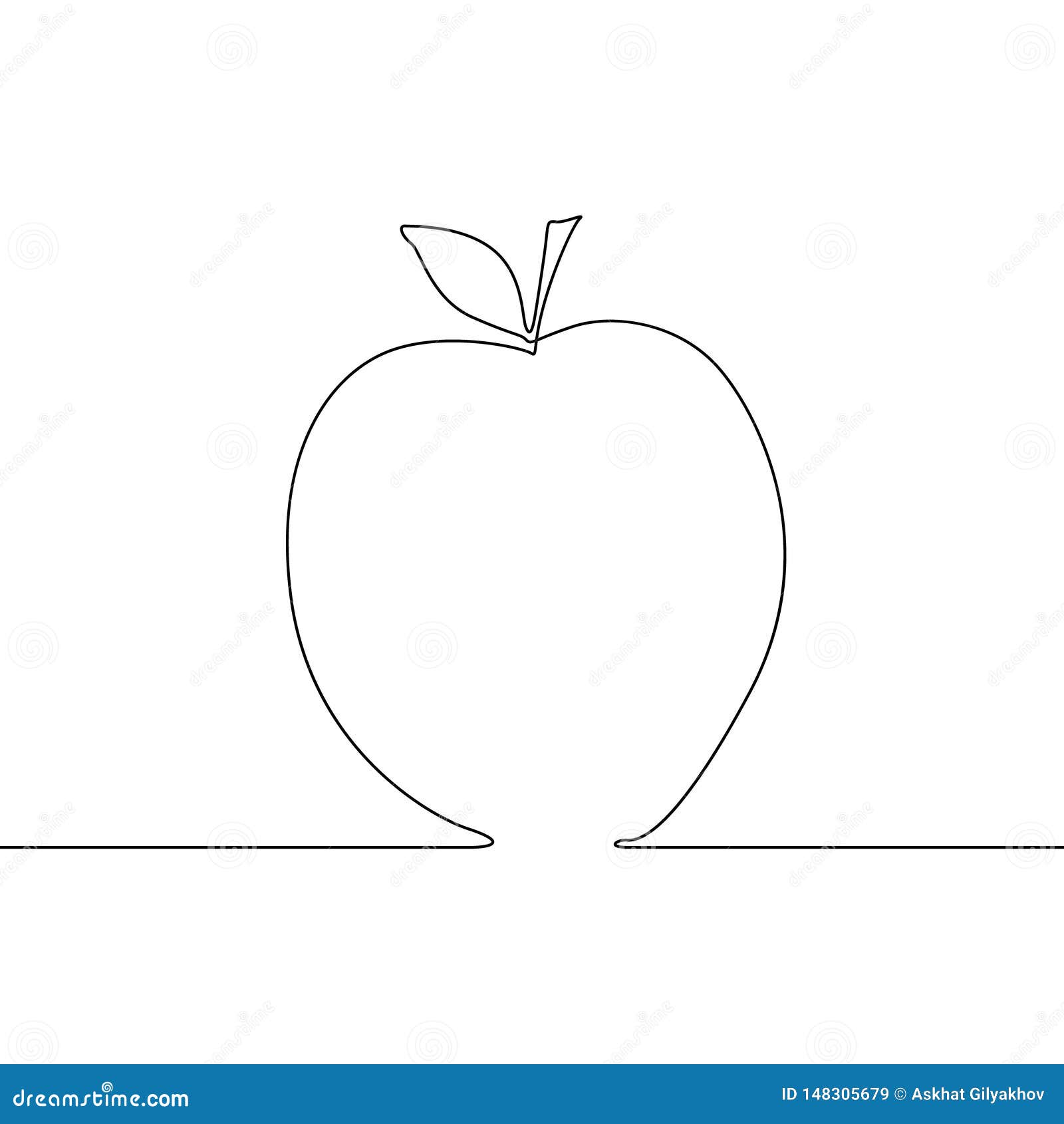 Continuous Line Apple on White Background. Vector Illustration. Stock ...