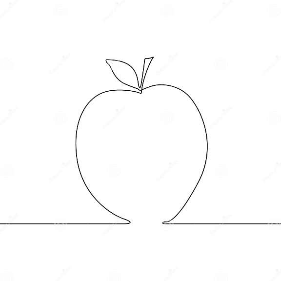 Continuous Line Apple on White Background. Vector Illustration. Stock ...