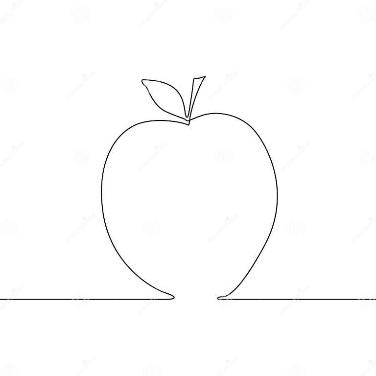 Continuous Line Apple on White Background. Vector Illustration. Stock ...