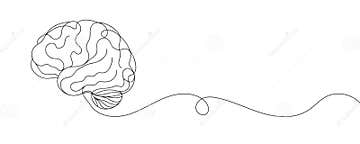 Continuous Line Art of Brain. Simple Line Art Isolated Stock ...