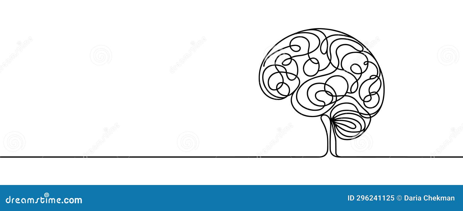Continuous Line Art of Brain. Simple Line Art Isolated Stock ...