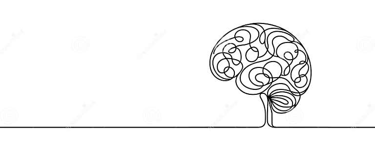 Continuous Line Art of Brain. Simple Line Art Isolated Stock ...