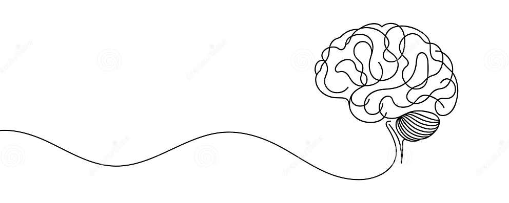 Continuous Line Art of Brain. Simple Line Art Isolated Stock ...
