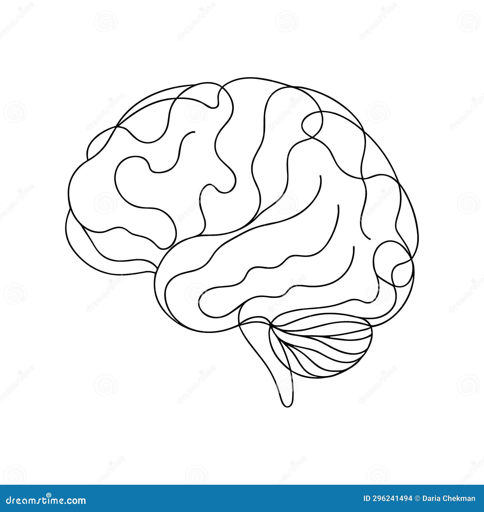 Continuous Line Art of Brain. Simple Line Art Isolated Stock Vector ...