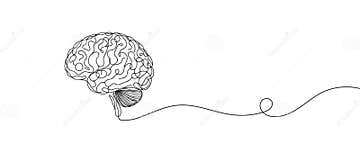 Continuous Line Art of Brain. Simple Line Art Isolated Stock ...