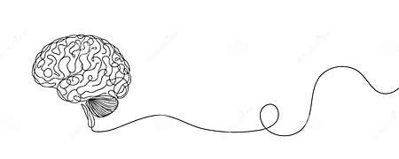 Continuous Line Art of Brain. Simple Line Art Isolated Stock Vector ...