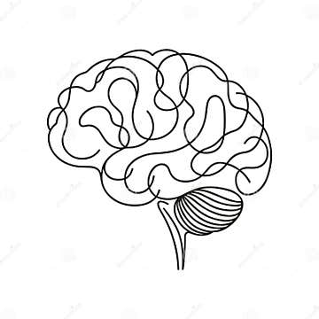 Continuous Line Art of Brain. Simple Line Art Isolated Stock ...