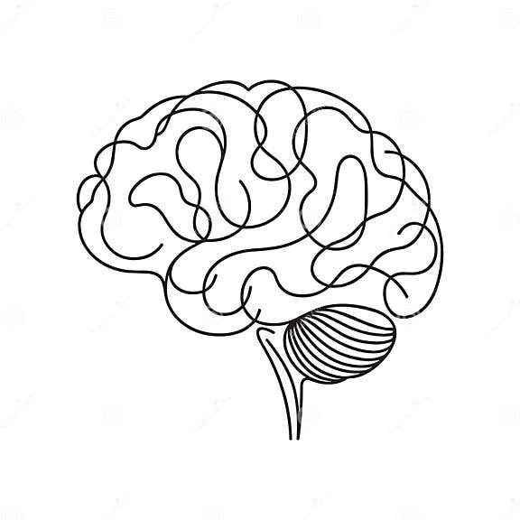 Continuous Line Art of Brain. Simple Line Art Isolated Stock ...