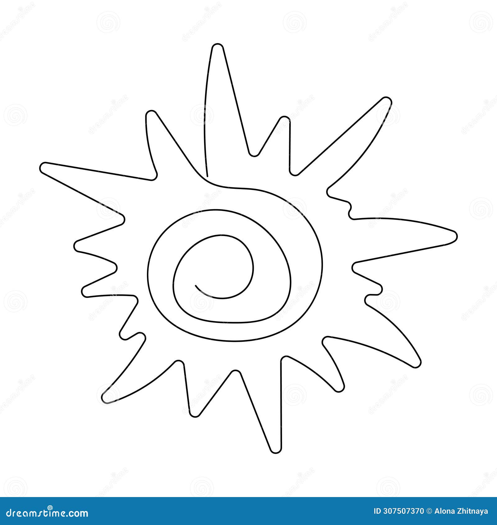 Continuous Line Art Circle Sun, Single Line Sketch,doodle Isolated on ...