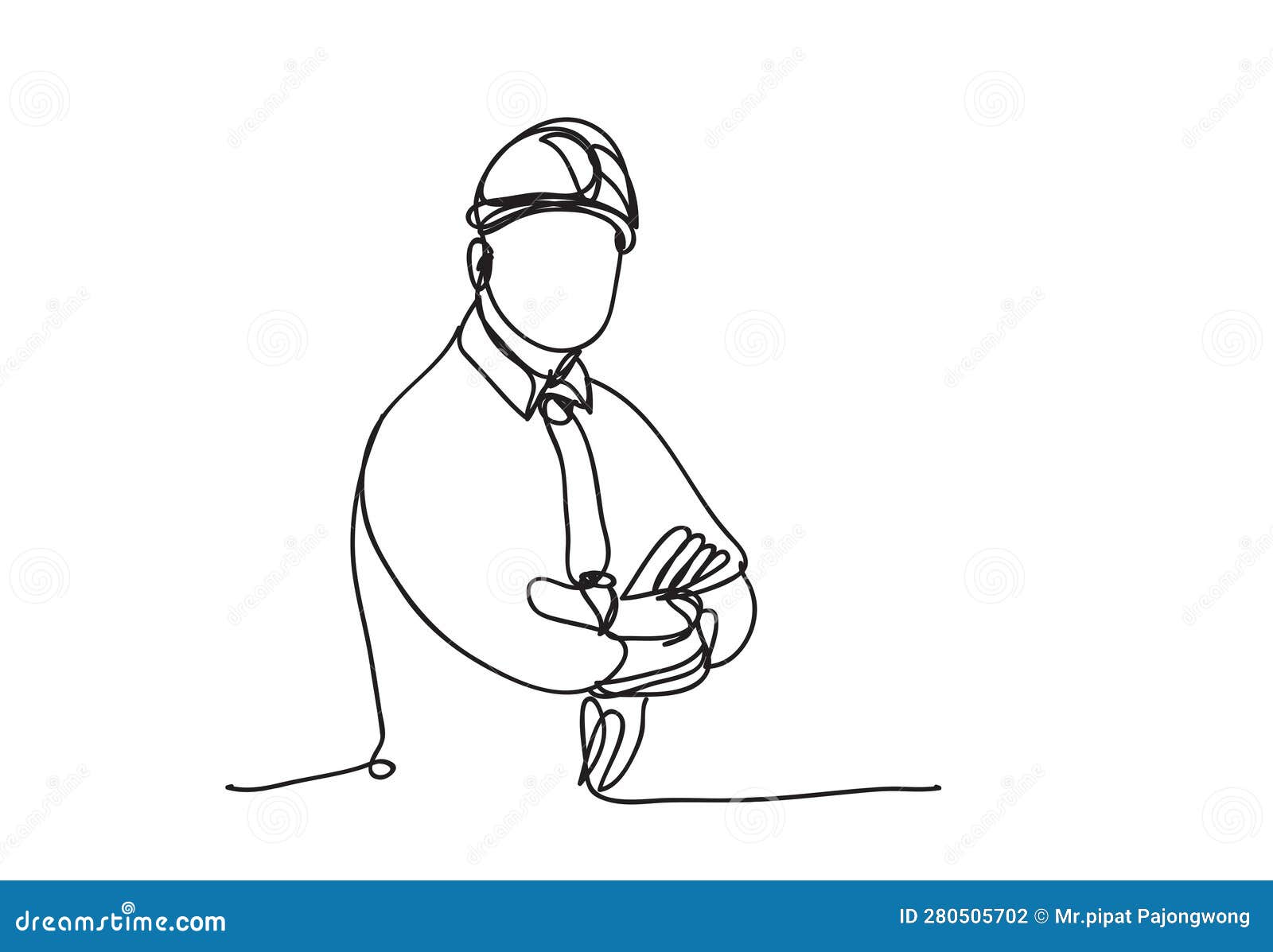 Continuous Line Art , Civil Engineer, Architects and Worker, Vector ...