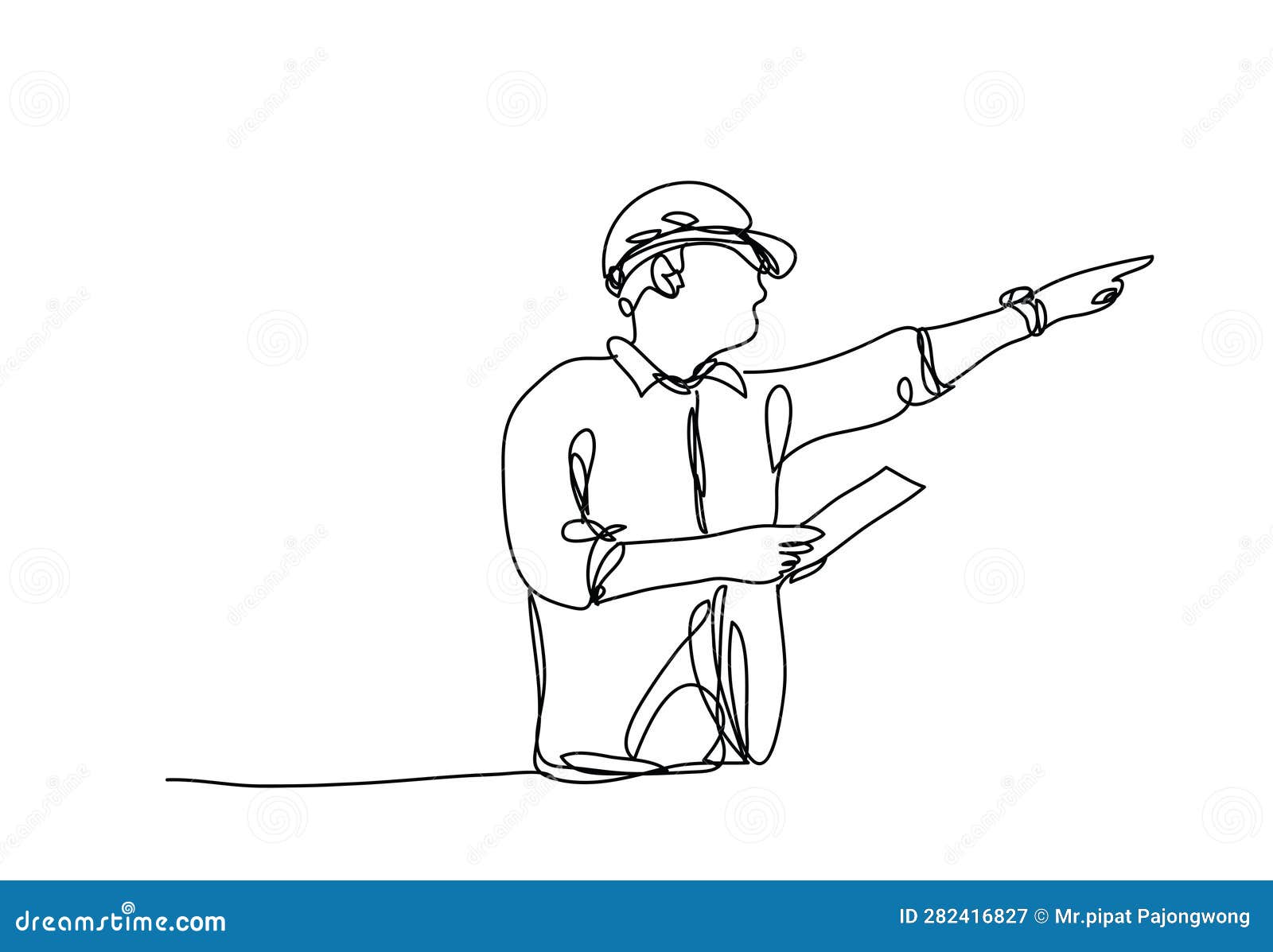 Continuous Line Art , Civil Engineer, Architects and Worker, Vector ...