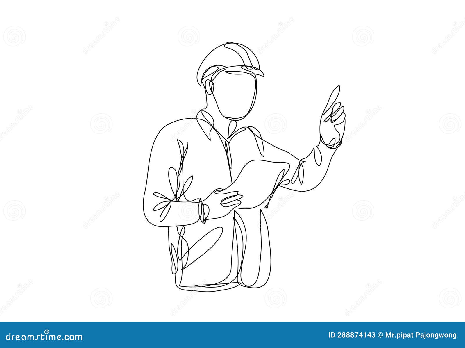 Continuous Line Art , Civil Engineer, Architects and Worker, Vector ...