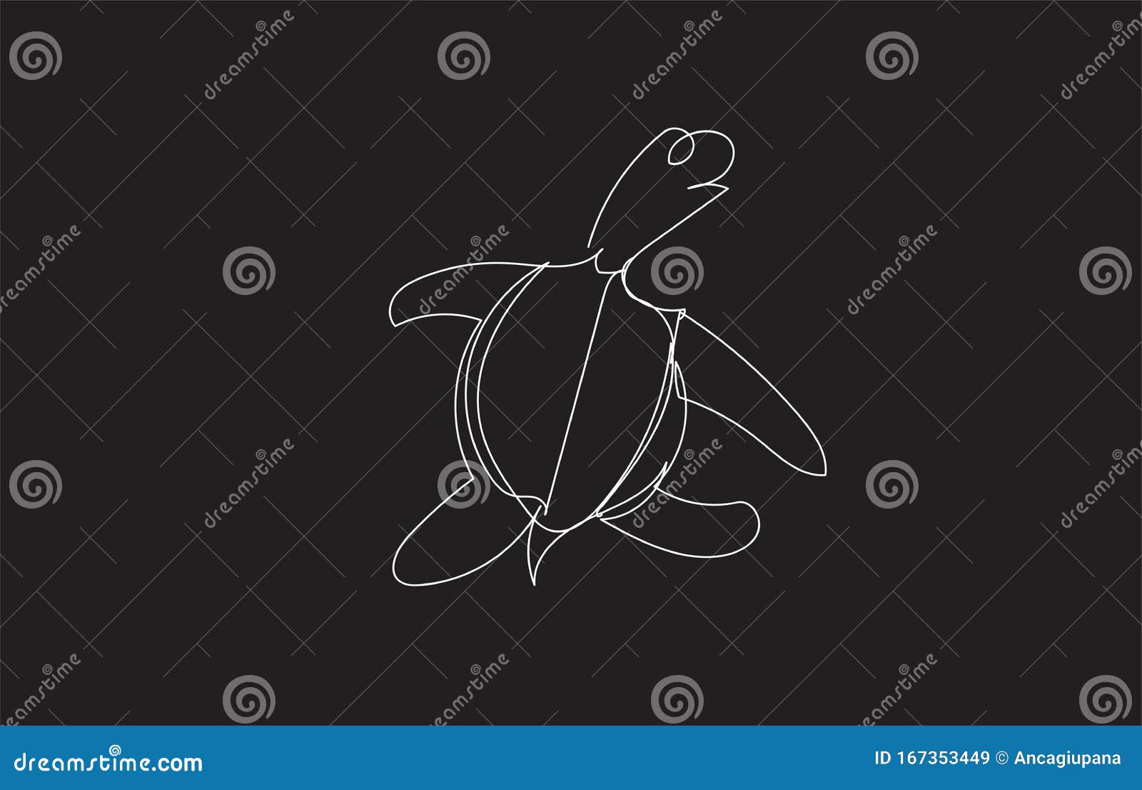 Continuous Line Art of a Cute Turtle Stock Vector - Illustration of ...