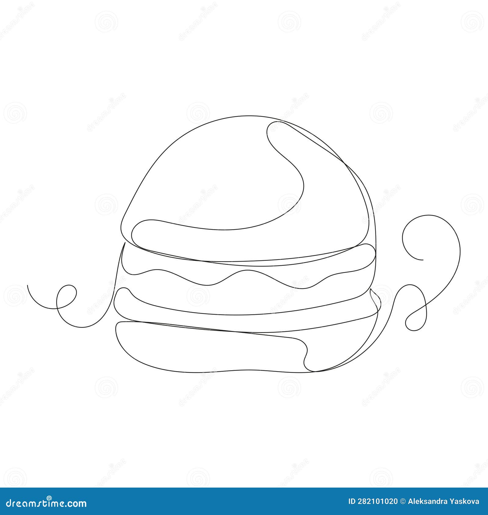 Continuous Line Art Drawing of Burger. Line Simple Cheeseburger Vector ...