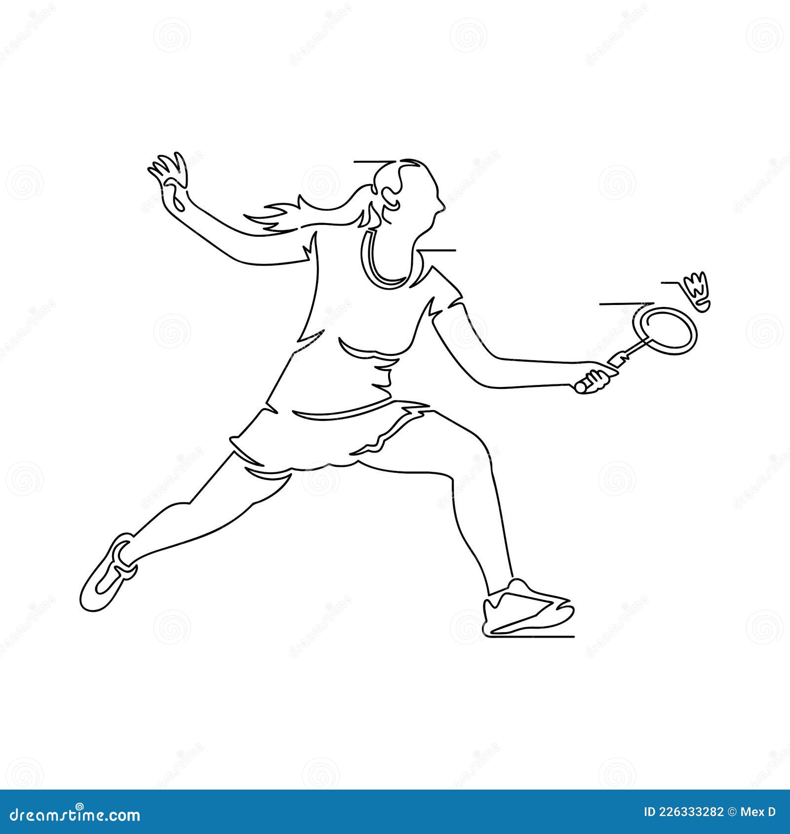 Continuous Line Art Drawing of Girl Playing Badminton Stock Vector ...