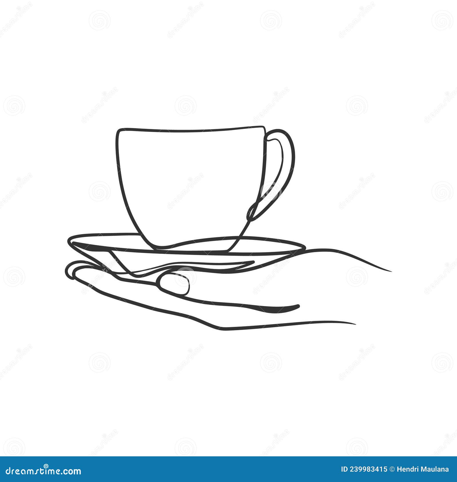 Continuous Line Art Drawing of Hands Holding a Cup of Coffee or Tea ...