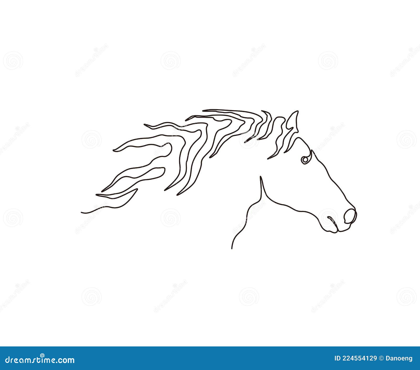 Continuous Line Art Drawing Of Horse Head. Minimalist Black Horse ...