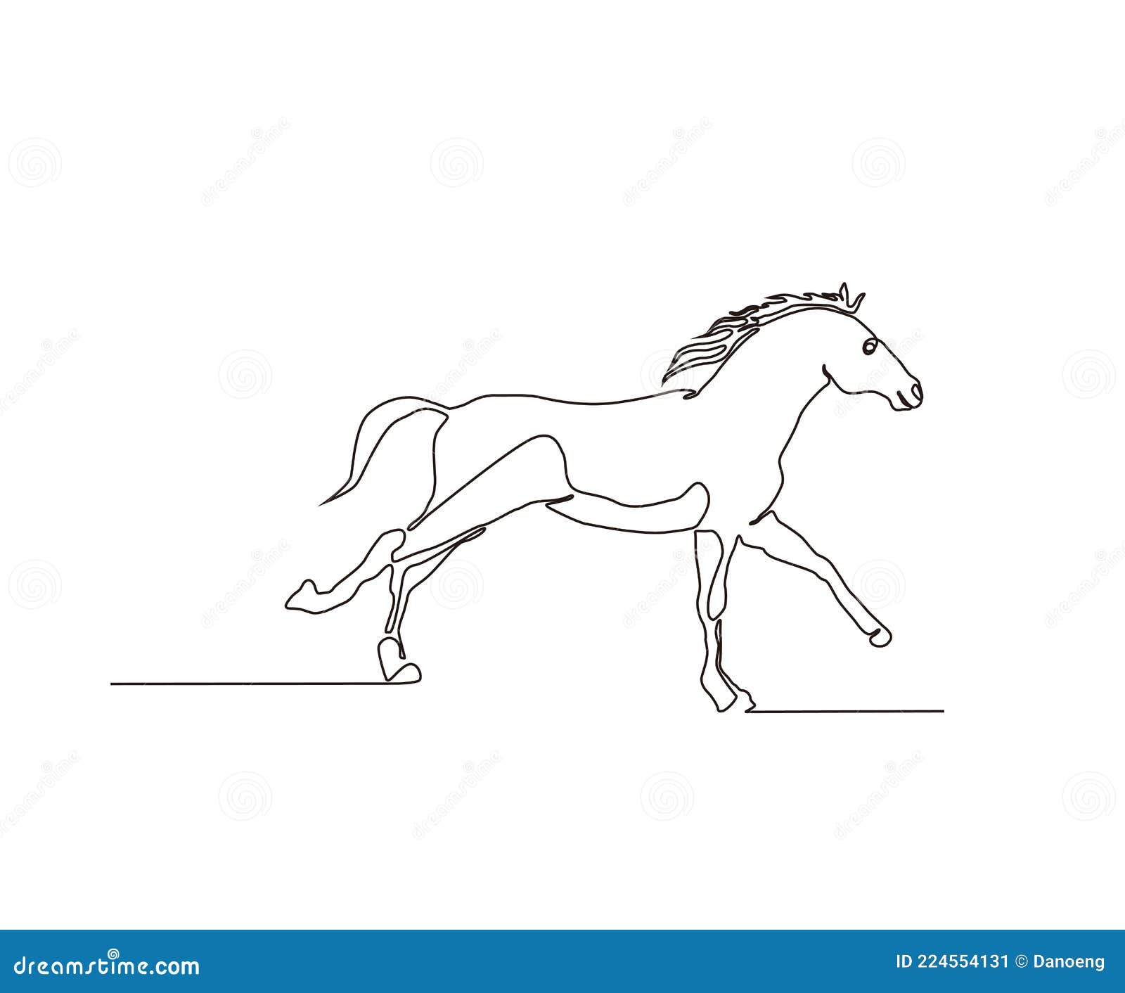 Continuous Line Art Drawing of Horse. Minimalist Black Horse Outline ...