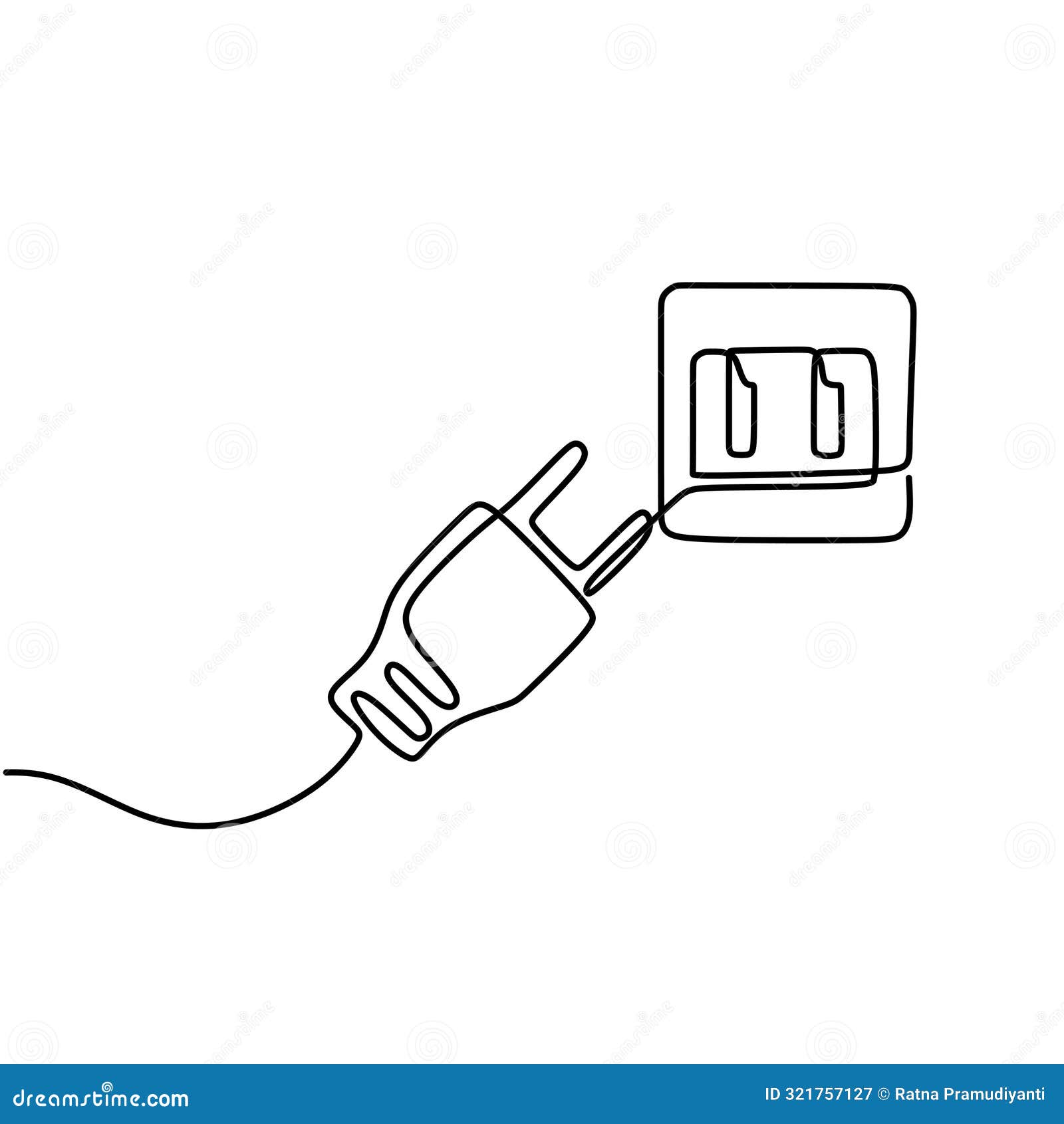 Continuous Line Art Drawing of a Plug Inserted into an Electric Outlet ...