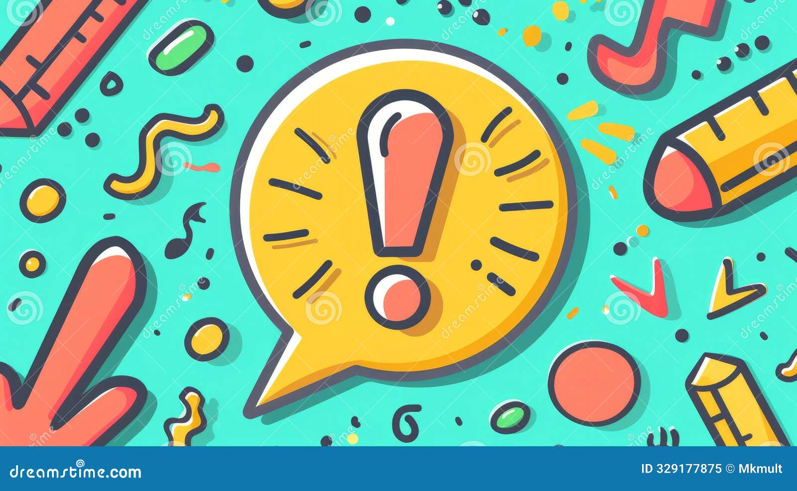 Continuous Line Art of Exclamation Mark Surrounded by Colorful Design ...