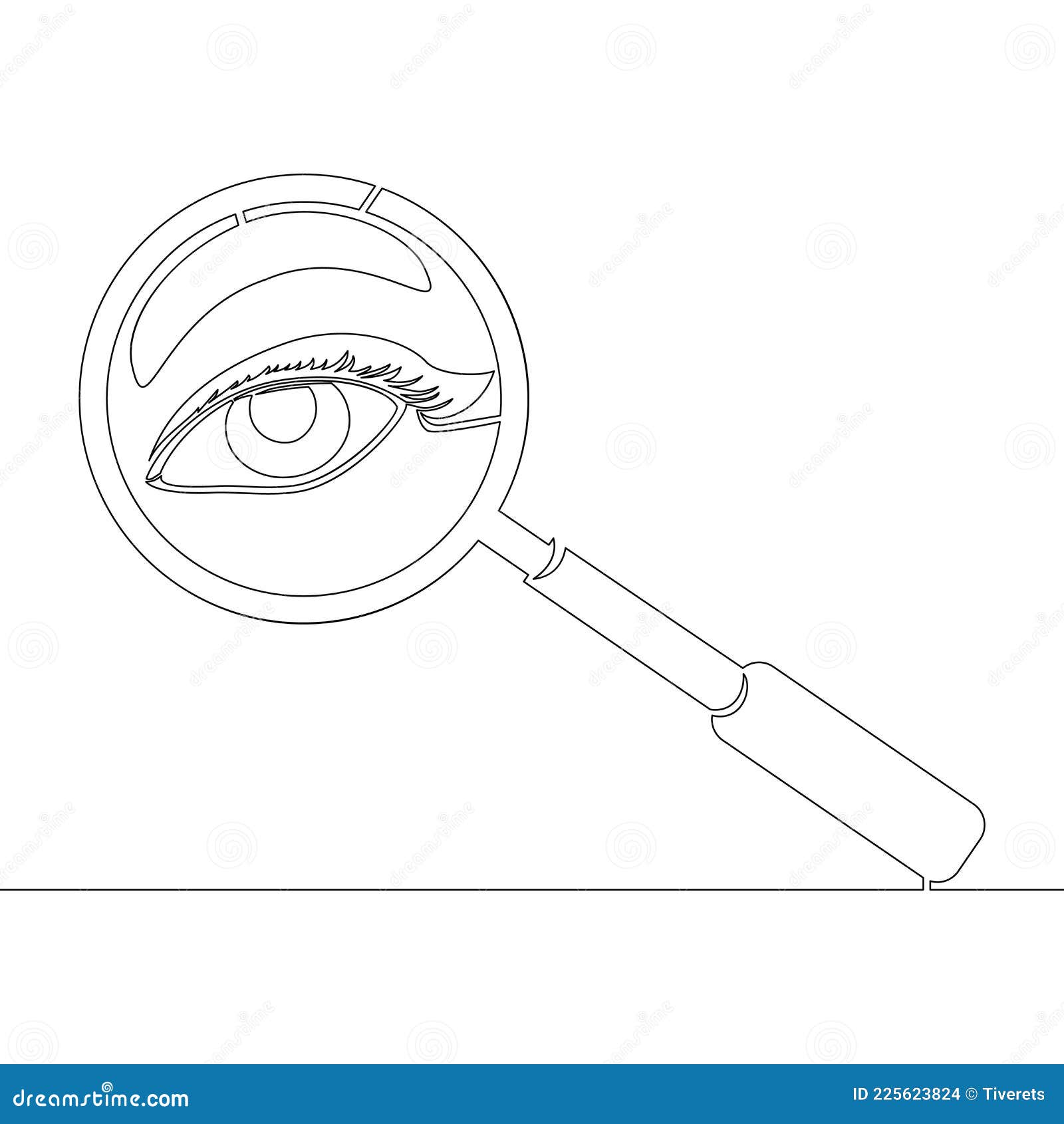 Continuous Line Art Eye Inside Magnifying Glass Stock Vector ...