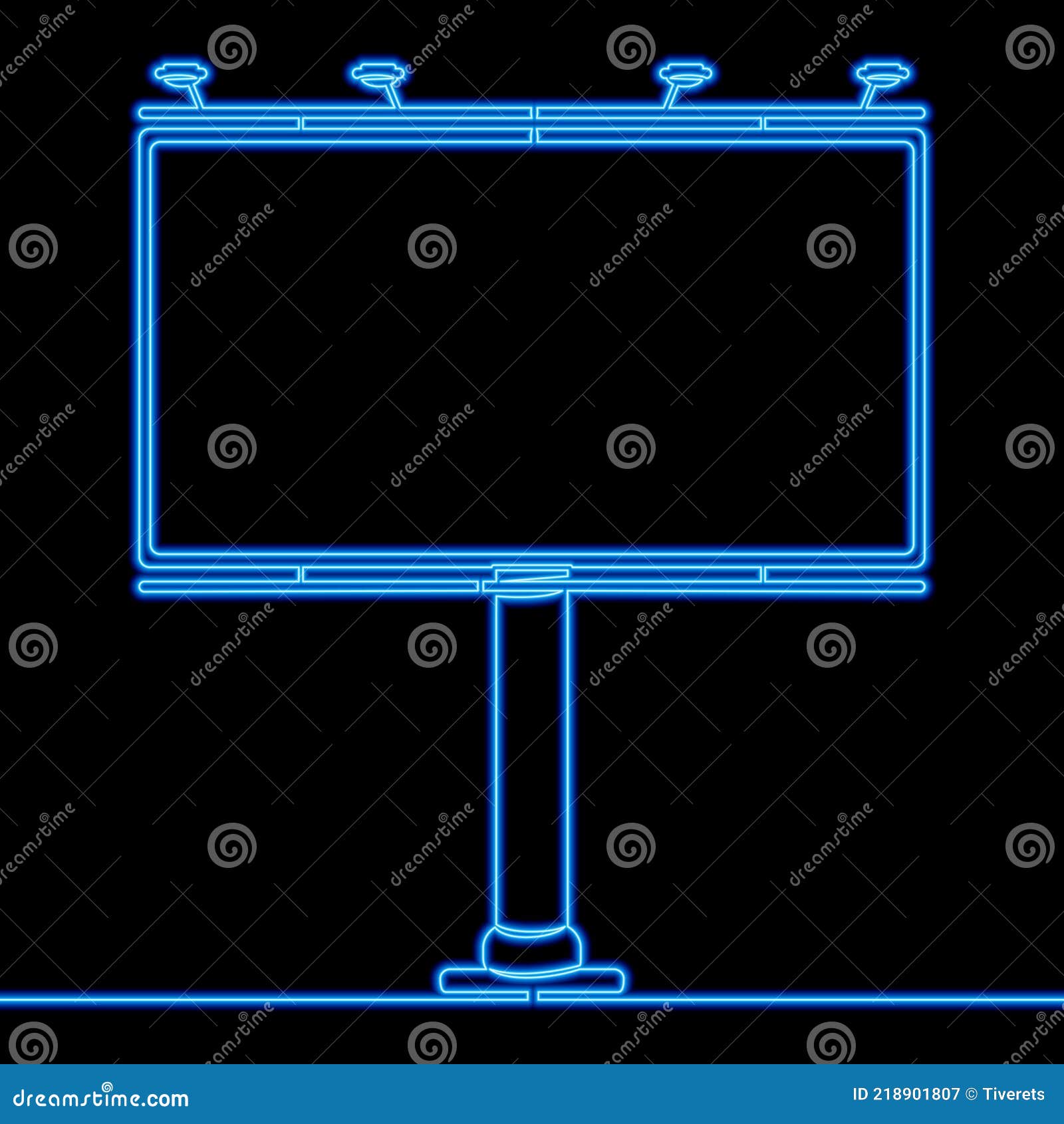 Continuous Line Art Frame Billboard Neon Concept Stock Vector ...