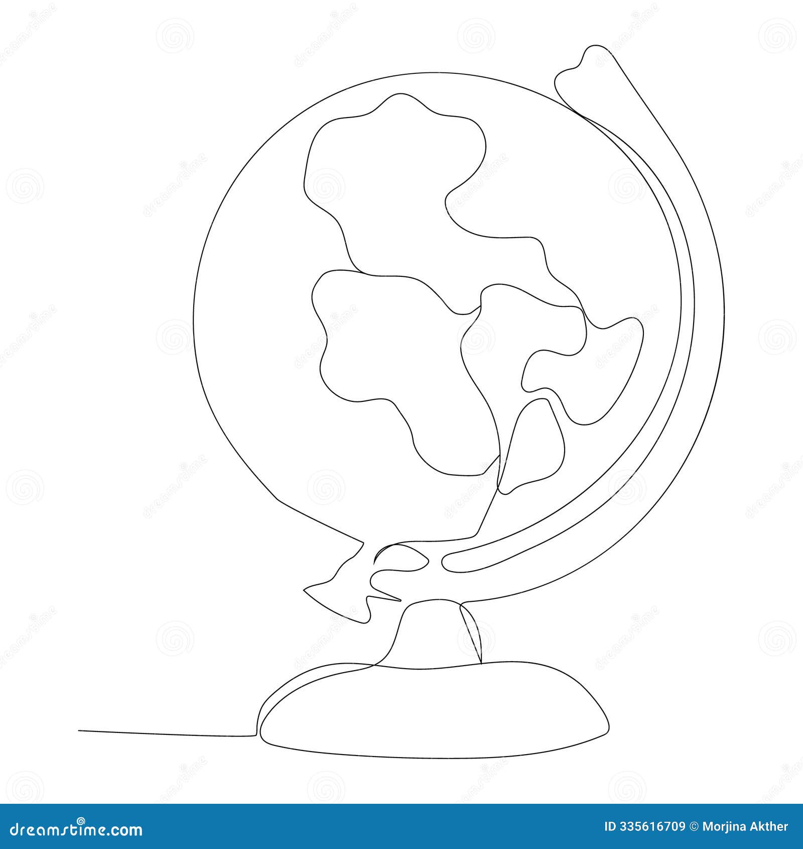Continuous Line Art of Globe Geography. Stock Vector - Illustration of ...