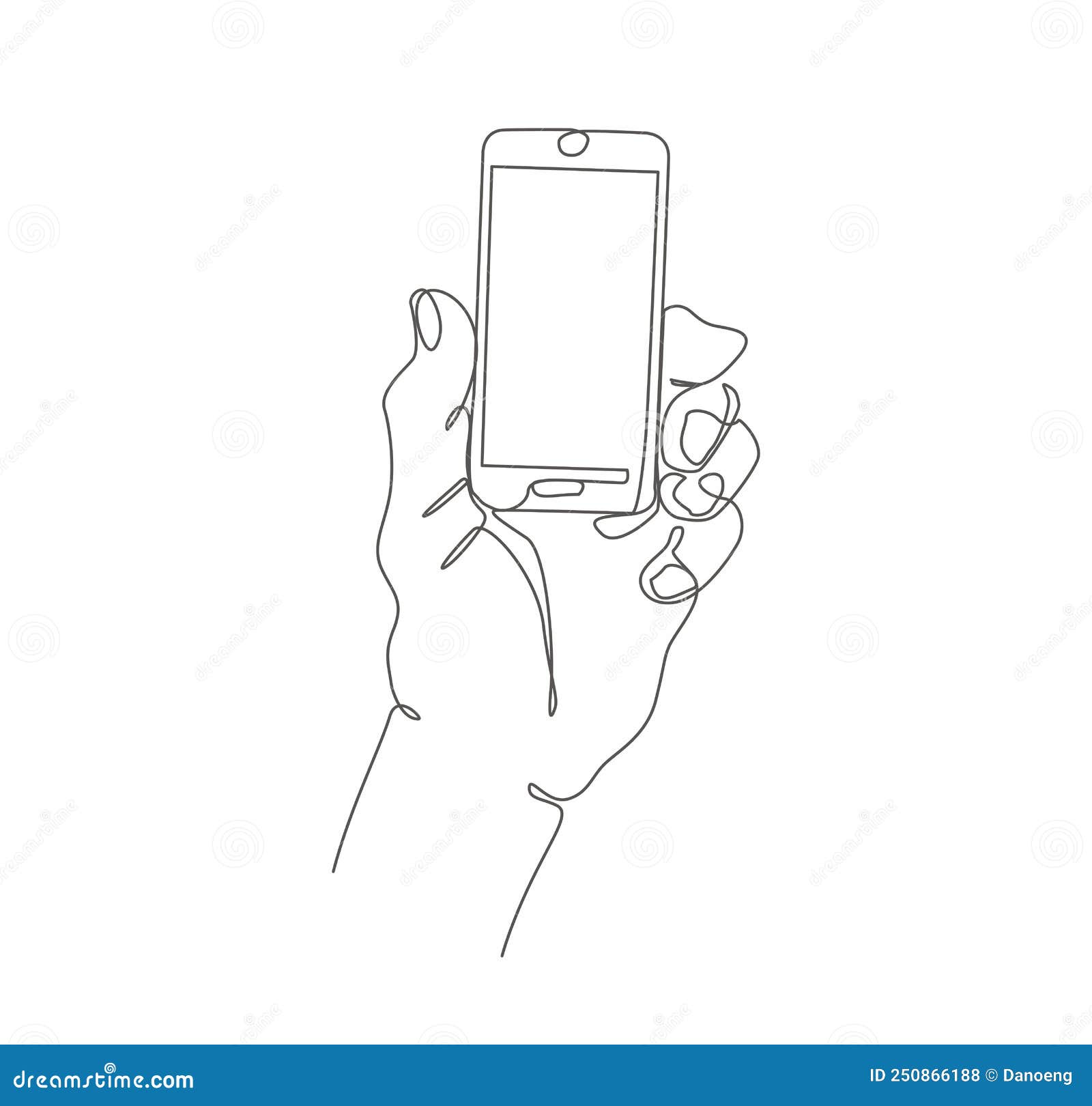 Continuous Line Art of Hand Using Mobile Phone. One Line Drawing Hand ...