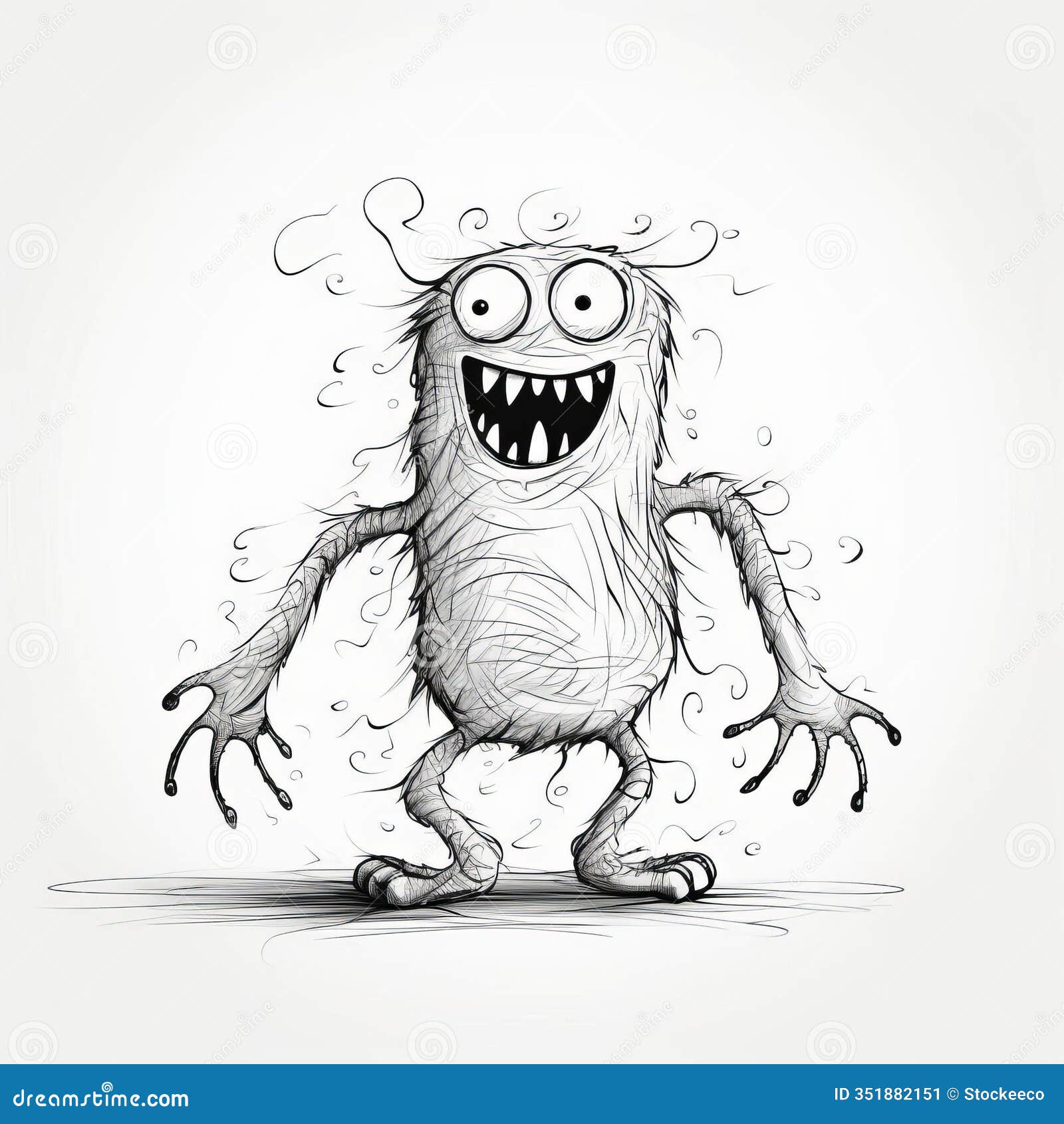 Continuous Line Art Monster on White Isolated Background Design Stock ...