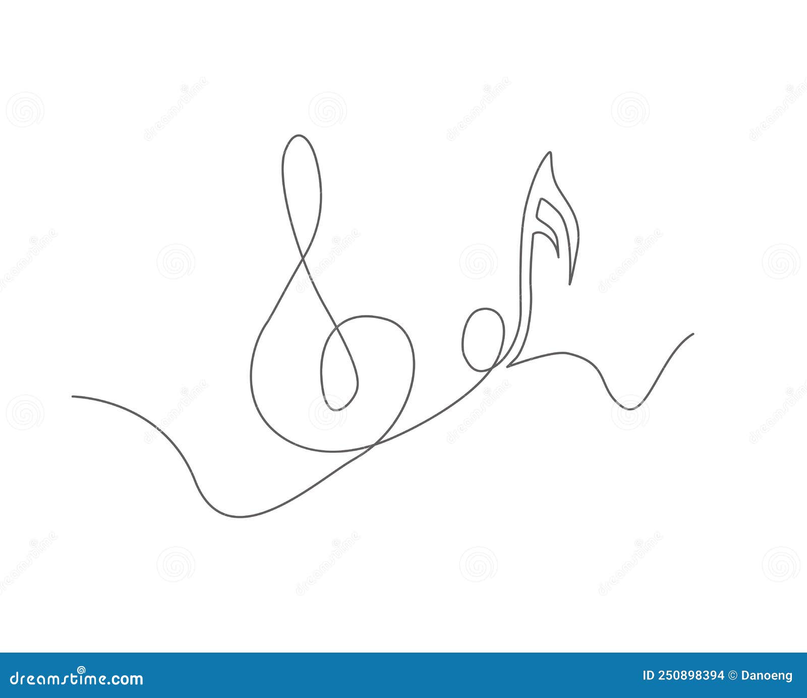 Continuous Line Art of Music Note. One Line Drawing Abstract Music ...