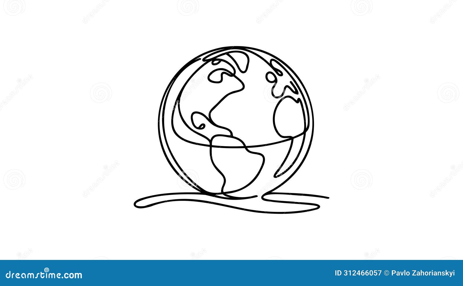 Continuous Line Art or One Line Drawing of Global Vector on White ...