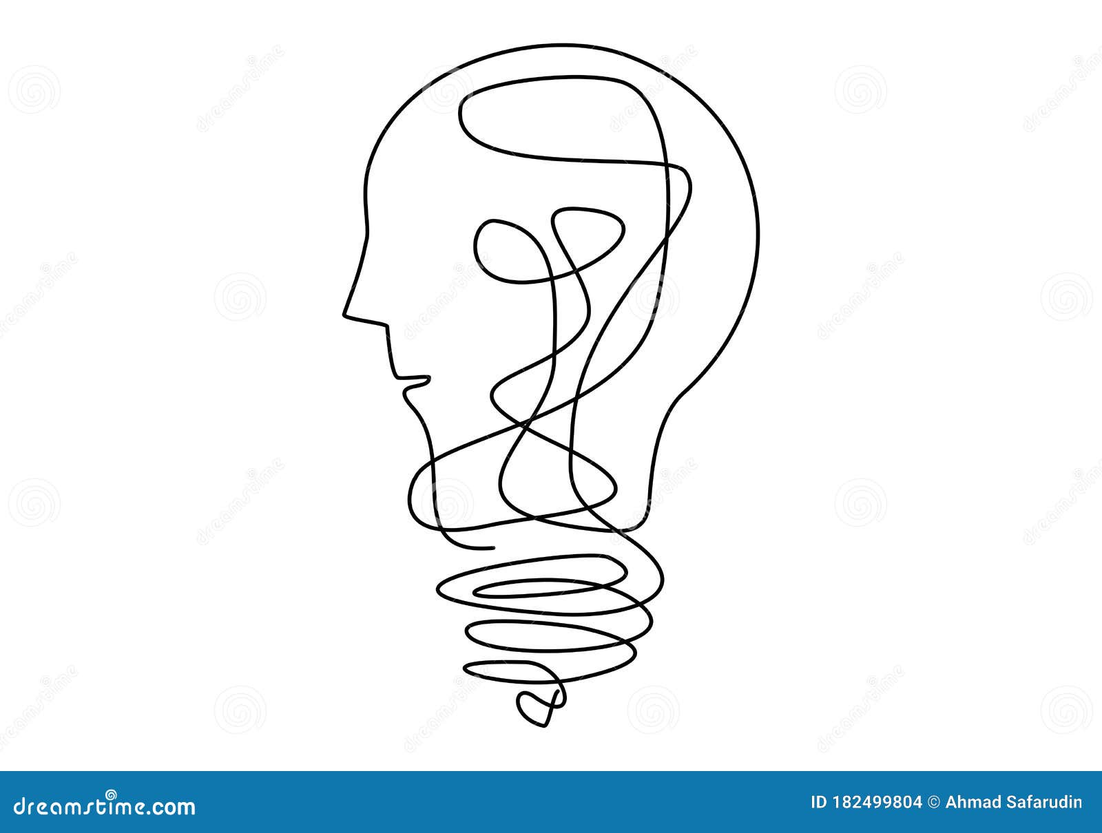 Continuous Line Art Or One Line Drawing Of A Human Brain. The Concept ... Continuous Line Art Or One Line Drawing Of A Human Brain. The Concept ...