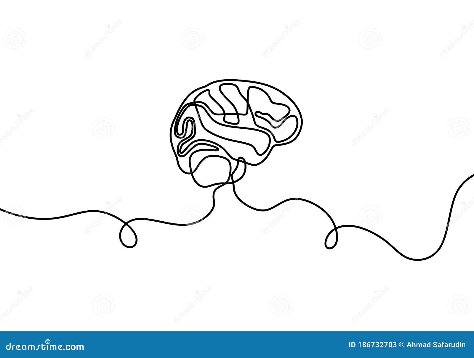 Continuous Line Art Or One Line Drawing Of A Human Brain. Hand Draw ... Continuous Line Art Or One Line Drawing Of A Human Brain. Hand Draw ...
