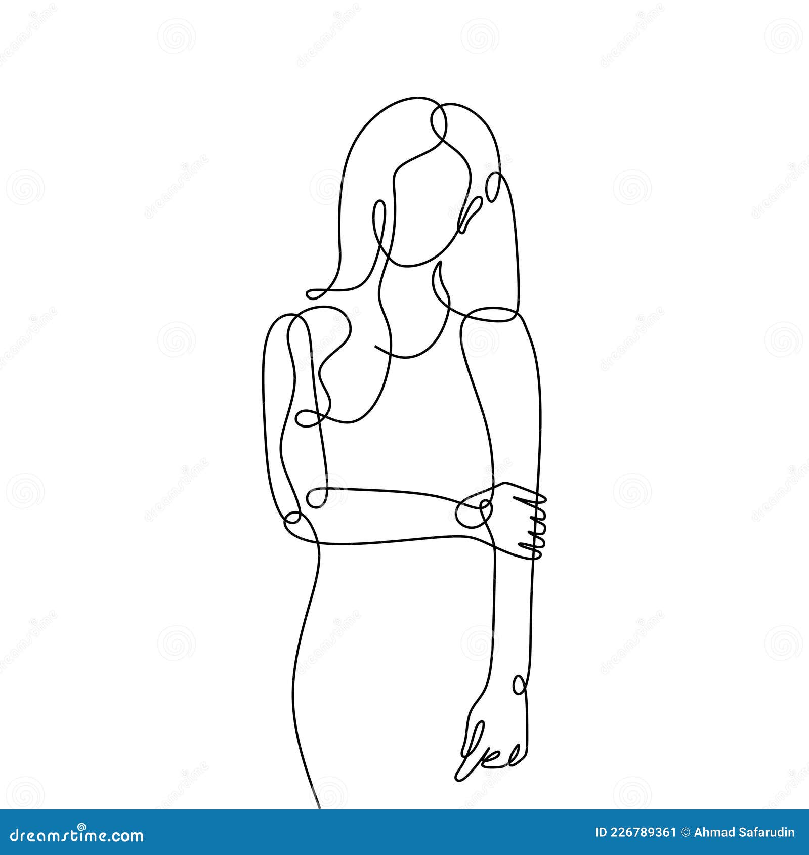 Continuous Line Art Or One Line Drawing Of Abstract Beautiful Woman