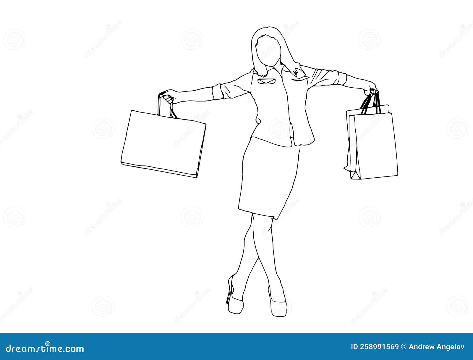 Continuous Line Art or One Line Drawing of Woman with Packages Stock ... Continuous Line Art or One Line Drawing of Woman with Packages Stock ...