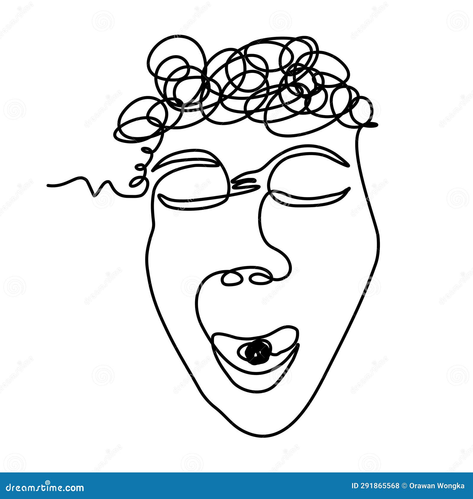 Continuous Line Art of a Person with Stress and Anxiety, Lineart Vector ...