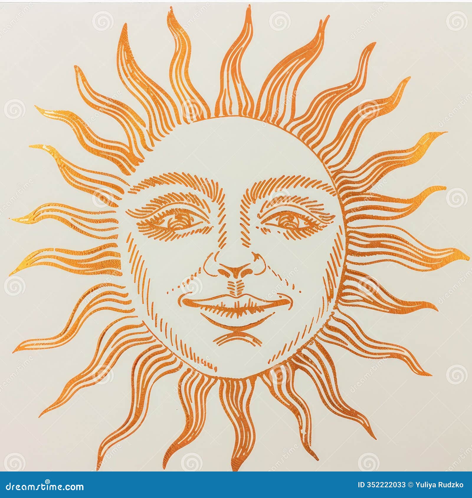 Continuous Line Art of Sun stock image. Image of travel - 352222033