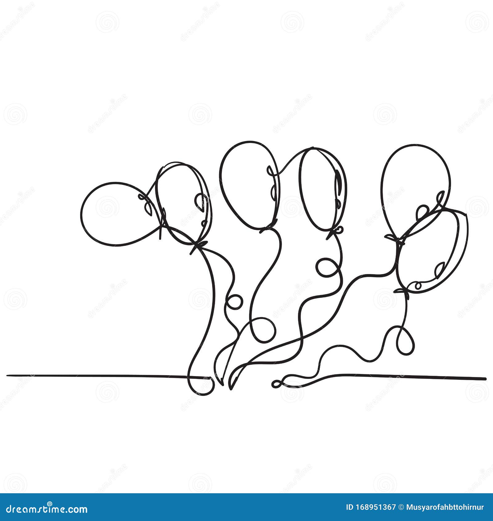Continuous Line Balloon with Handdrawn Doodle Style Vector Stock Vector ...