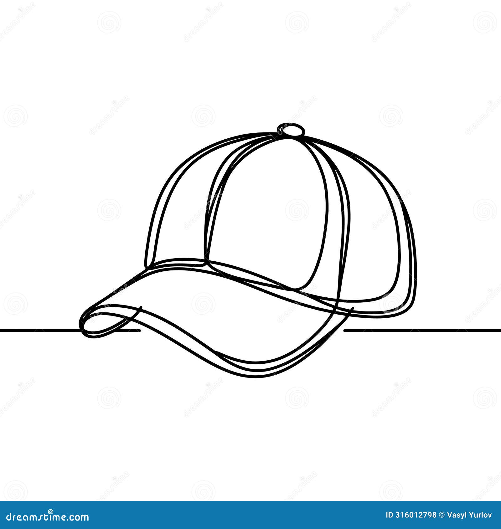 Continuous Line, Baseball Cap. Drawing of Set Fashion Stock Vector ...