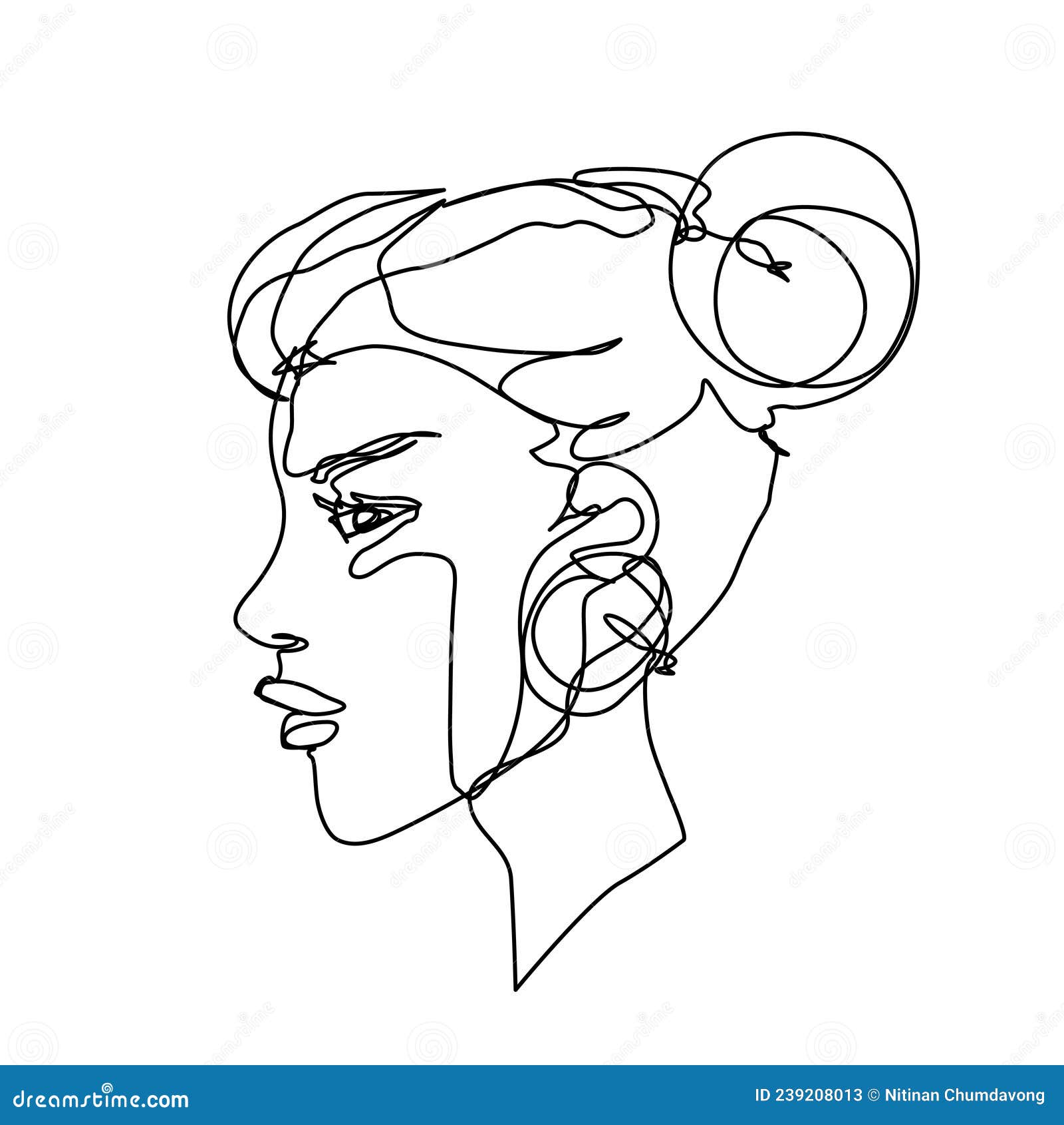 Continuous Line Beautiful Woman Line Art Illustration Stock Vector ...