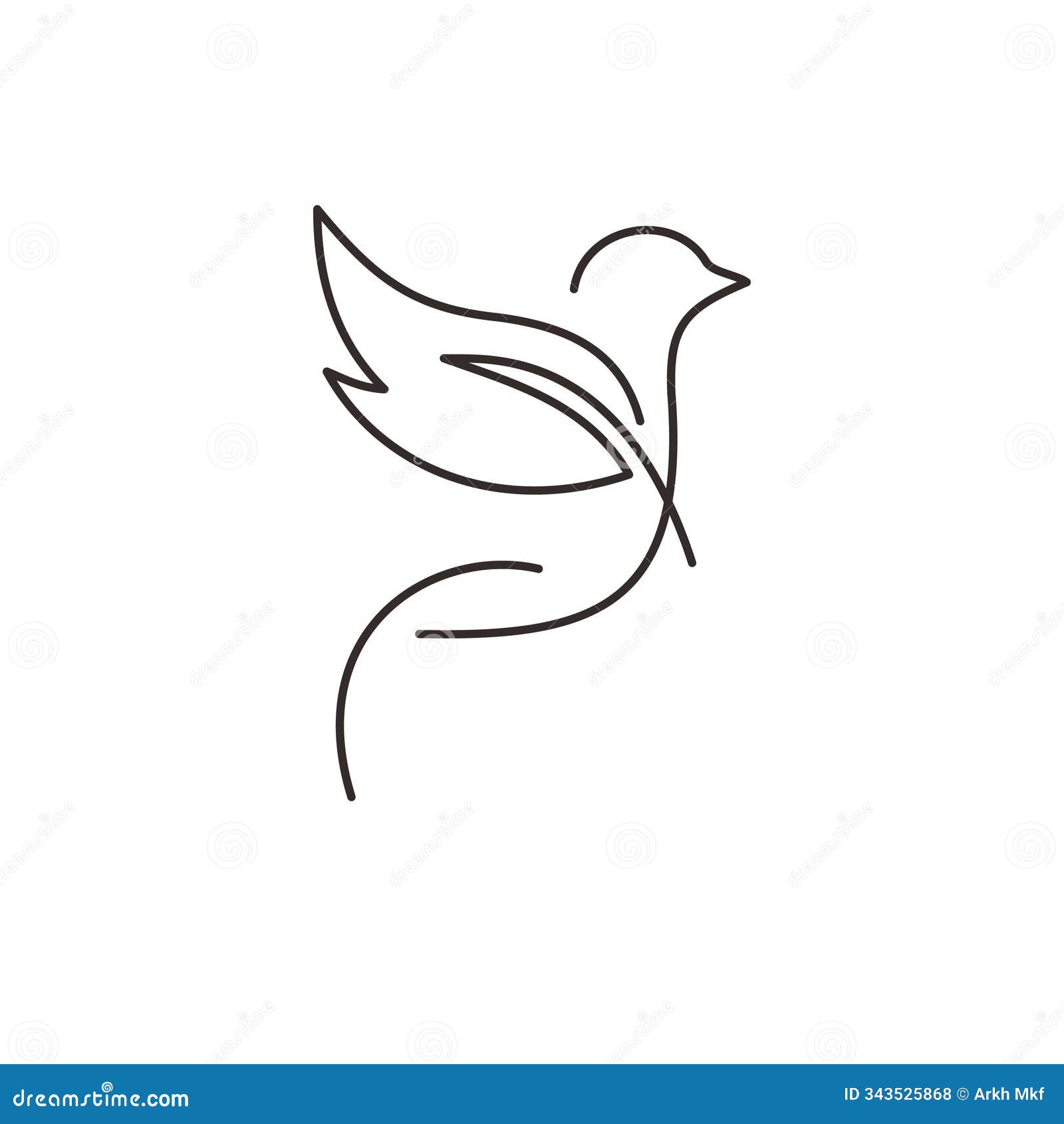 Continuous Line Bird White One Line Vector Illustration Stock Vector ...