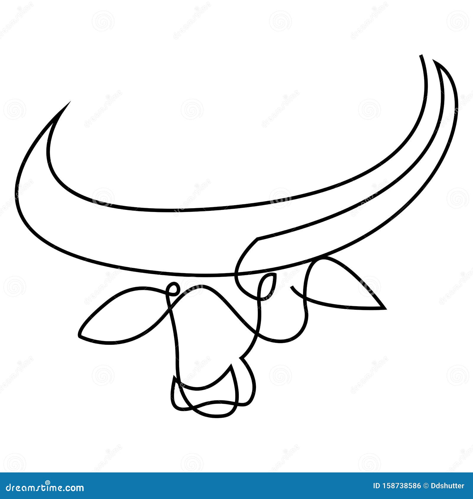 Continuous Line Buffalo Or Bull Head. Single Line Vector Illustration ...