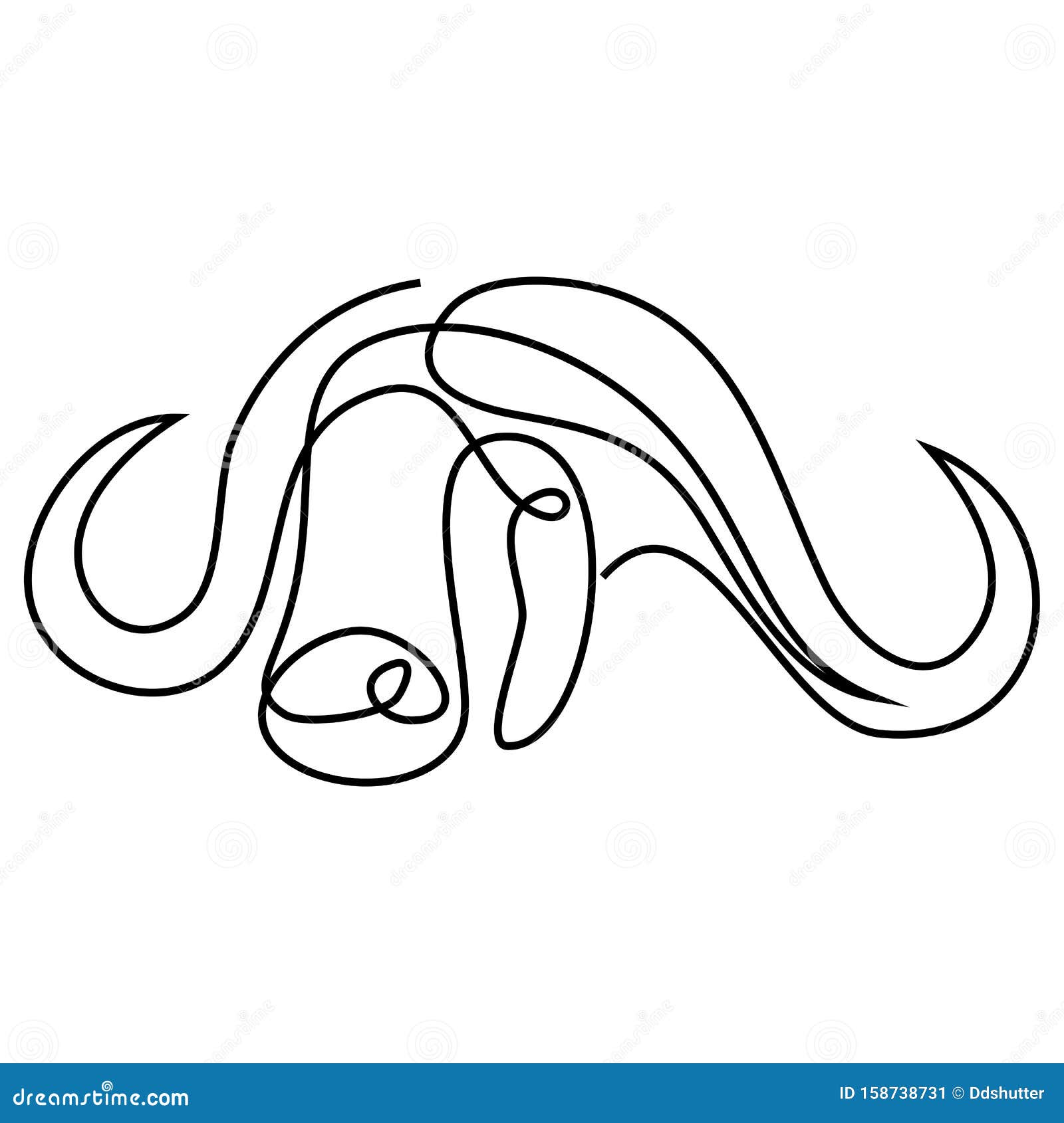 Continuous Line Buffalo or Bull Head. Single Line Vector Illustration ...