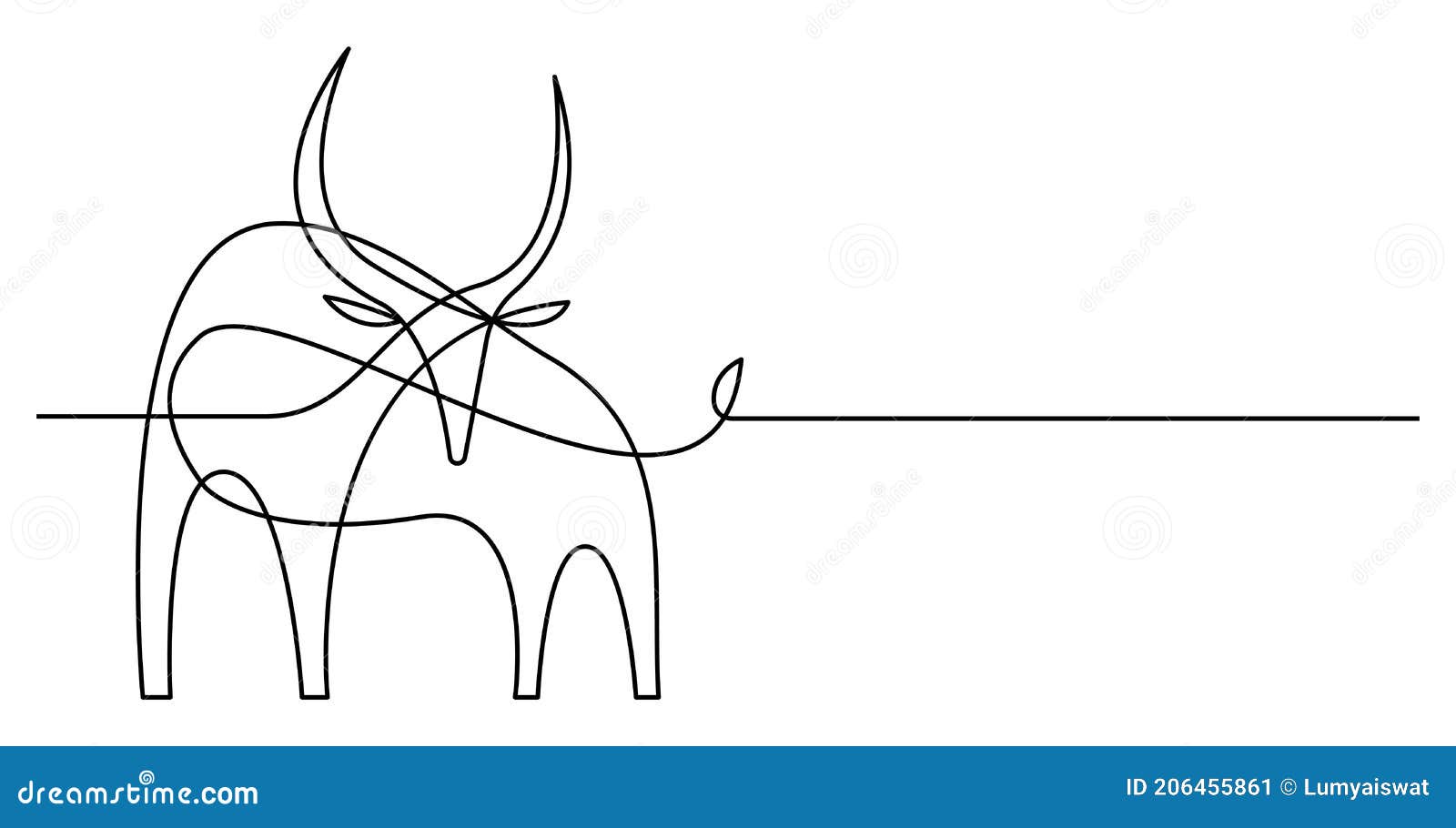 Continuous Line Bull Drawing Style Stock Vector - Illustration of sign ...
