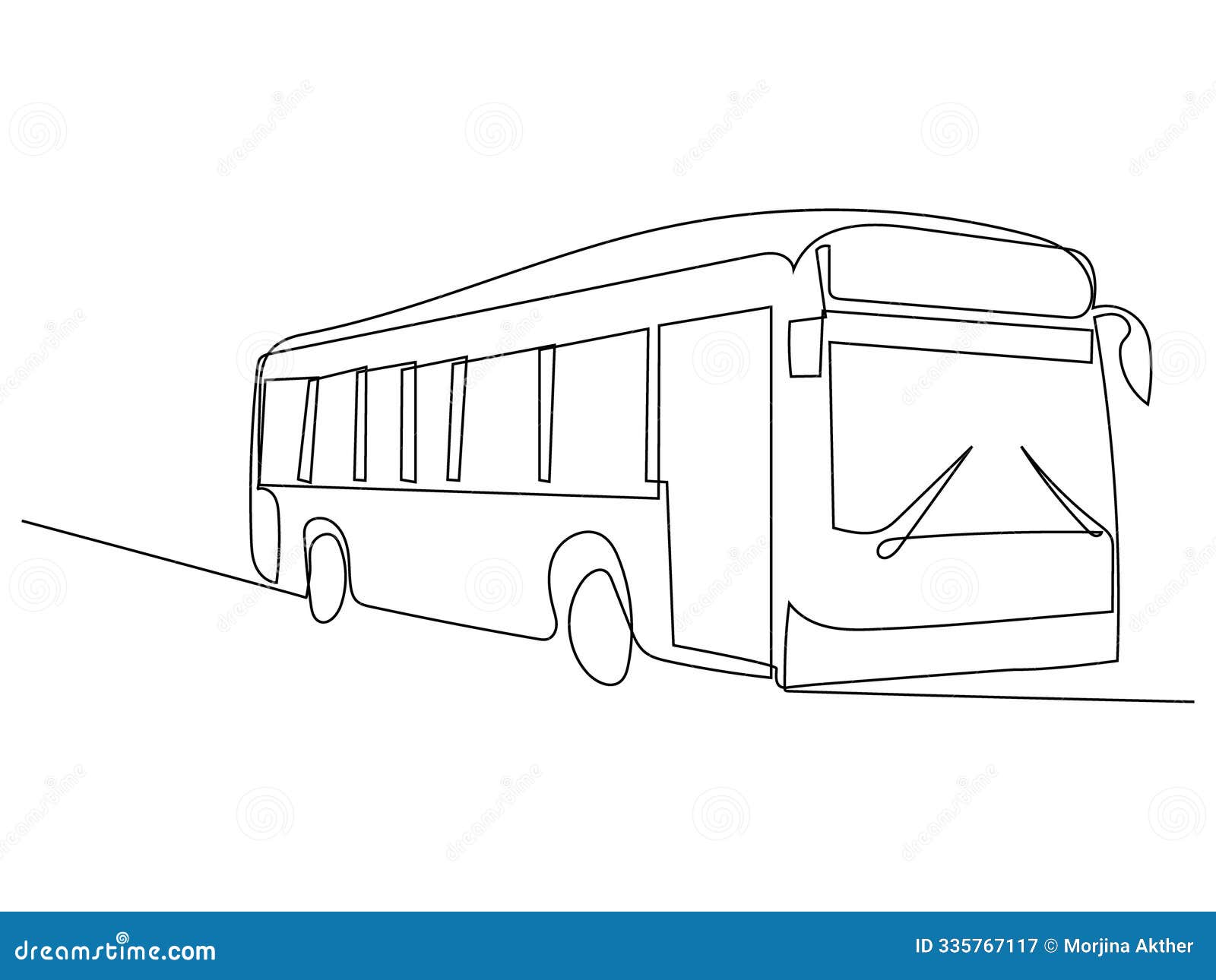 Continuous Line of a Bus Illustration. Stock Vector - Illustration of ...