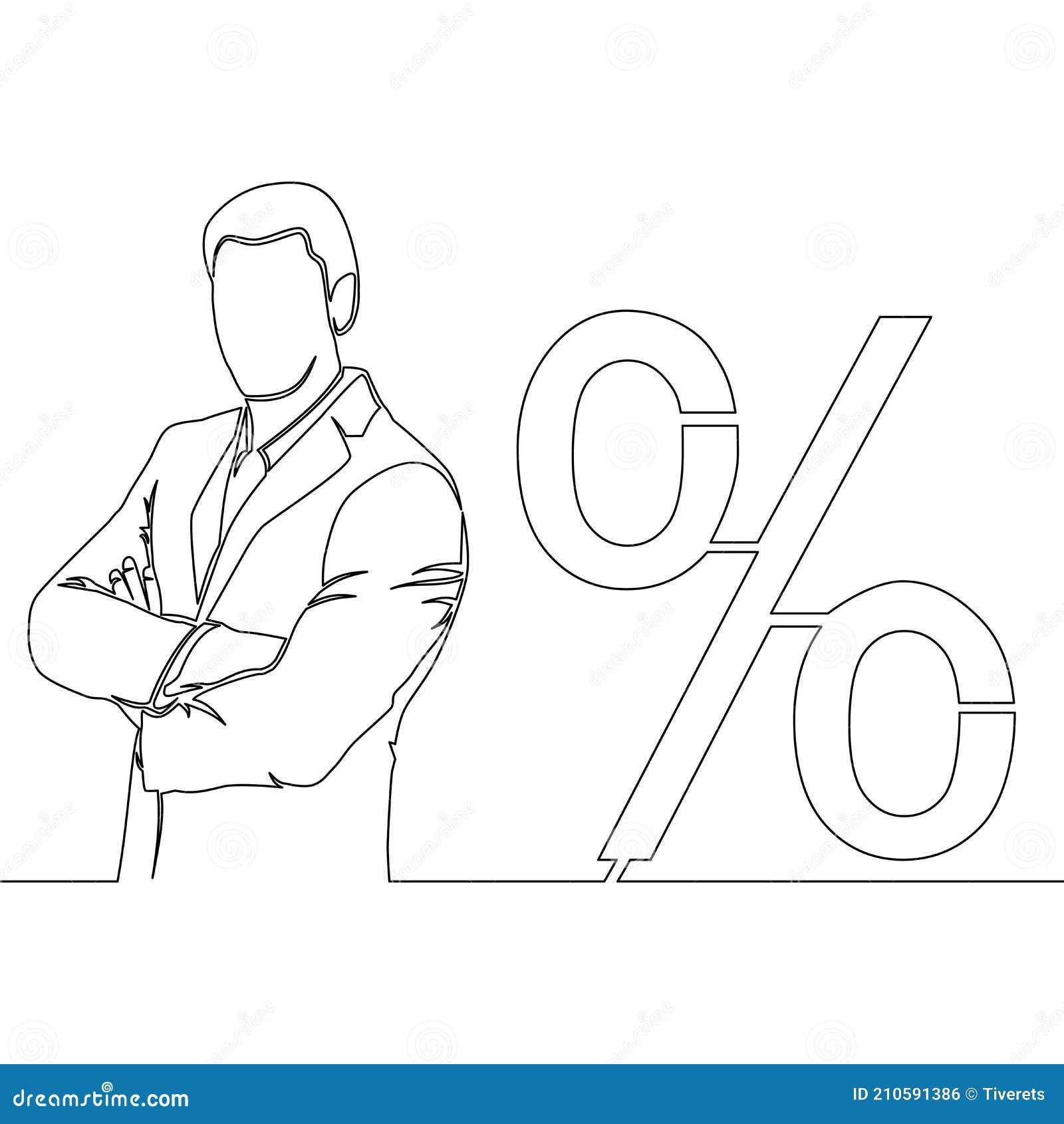 Continuous Line Businessman and Interest Rate Stock Vector ...