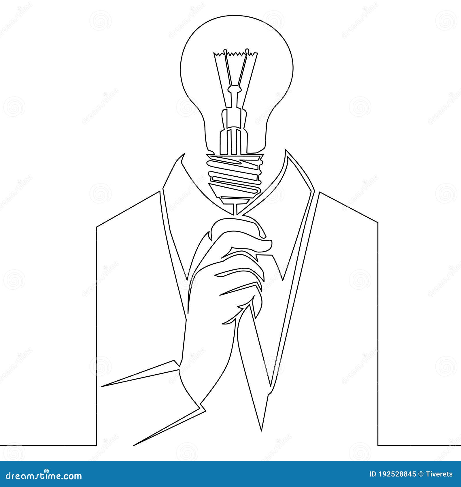 Continuous Line Businessman Light Bulb Head Idea Stock Vector ... Continuous Line Businessman Light Bulb Head Idea Stock Vector ...