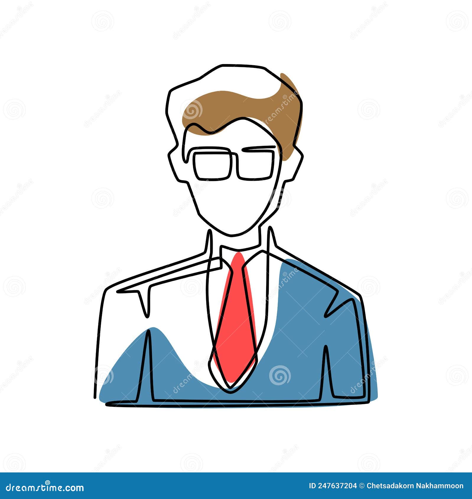 Continuous Line of Businessman. People Concept Object. Stock Vector ...