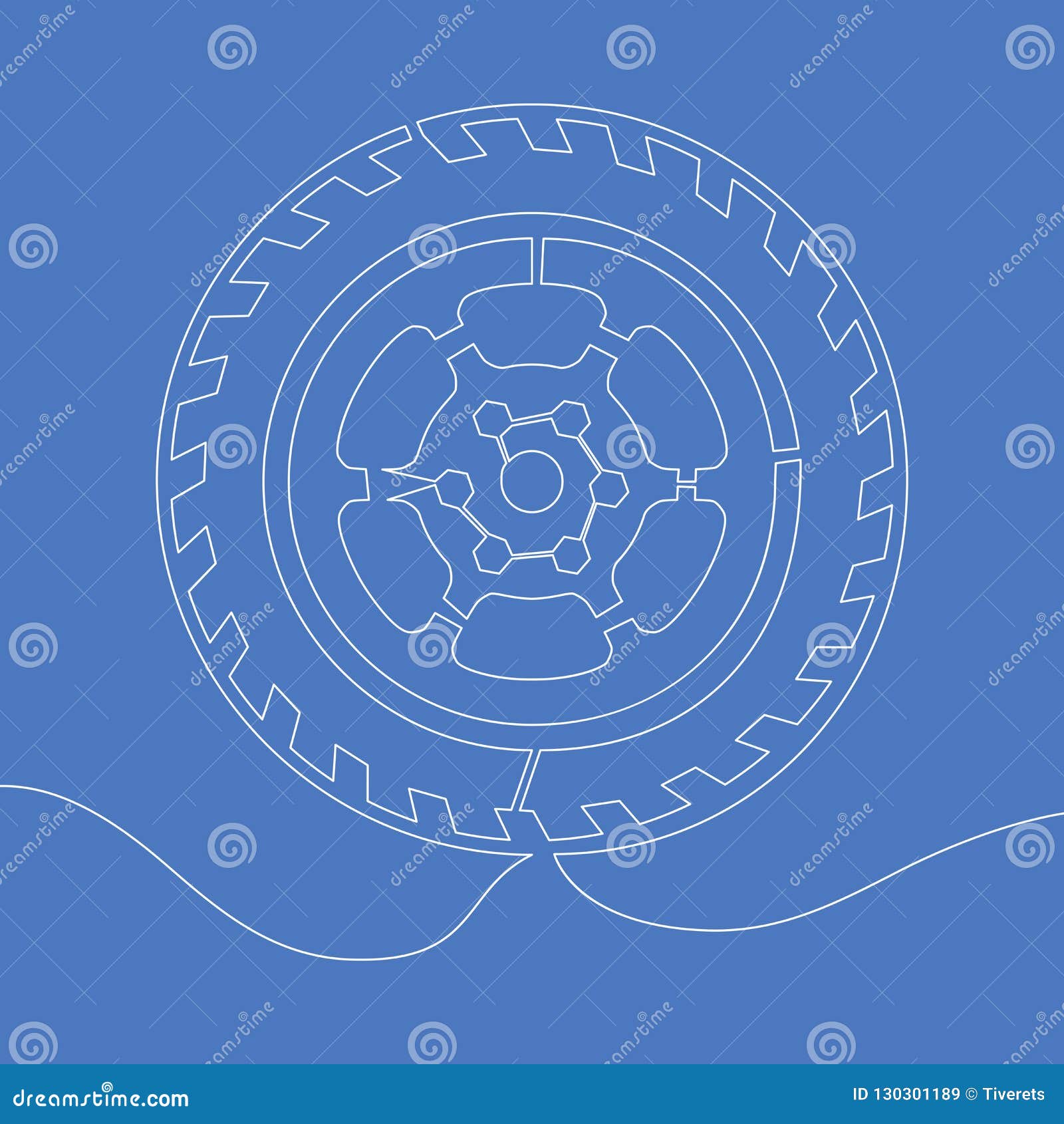 Continuous Line Car Tire Vector Concept Stock Vector - Illustration of ...