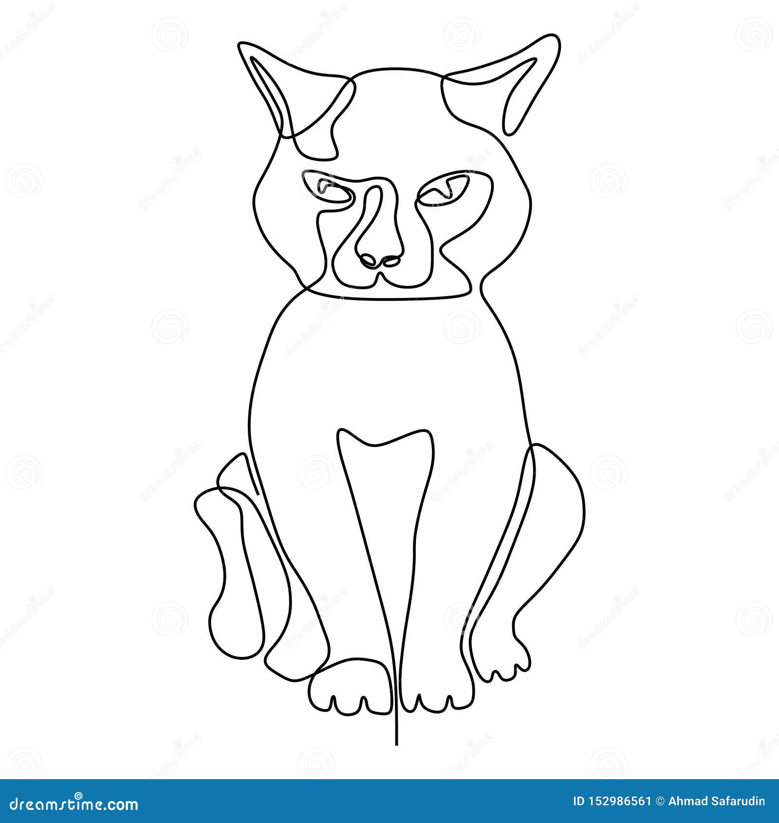 Continuous Line Cat Vector Drawing Stock Vector - Illustration of house ...